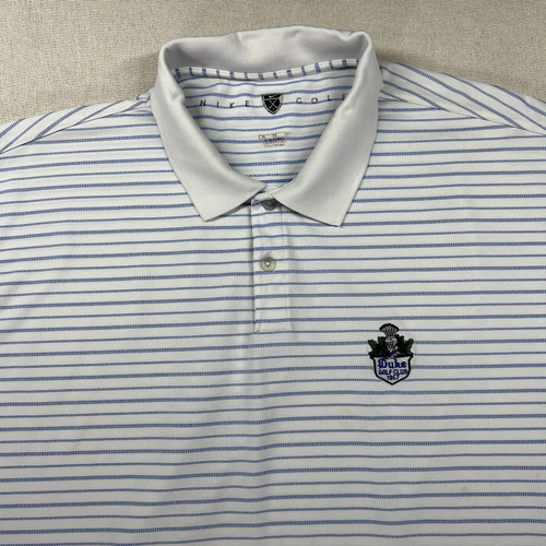 Nike Golf Duke Golf Club Polo Shirt Men's XL White & Blue Striped ...