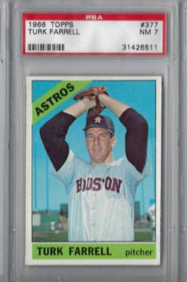 1966 Topps baseball card #377 Turk Farrell Houston Astros graded PSA 7 ...