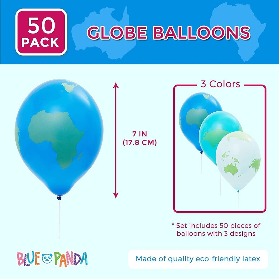 50 Pack World Balloons, Earth Day Decorations for Around the World ...