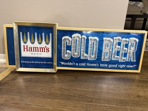 Vintage Hamm’s Beer “Cold Beer” Wall Sign – 41” Advertising Bar Display ...