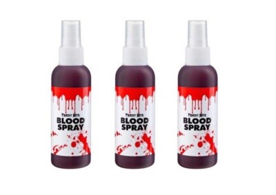 3x BOTTLES FAKE BLOOD SPRAY HALLOWEEN FANCY DRESS ACCESSORY ZOMBIE PUMP ...