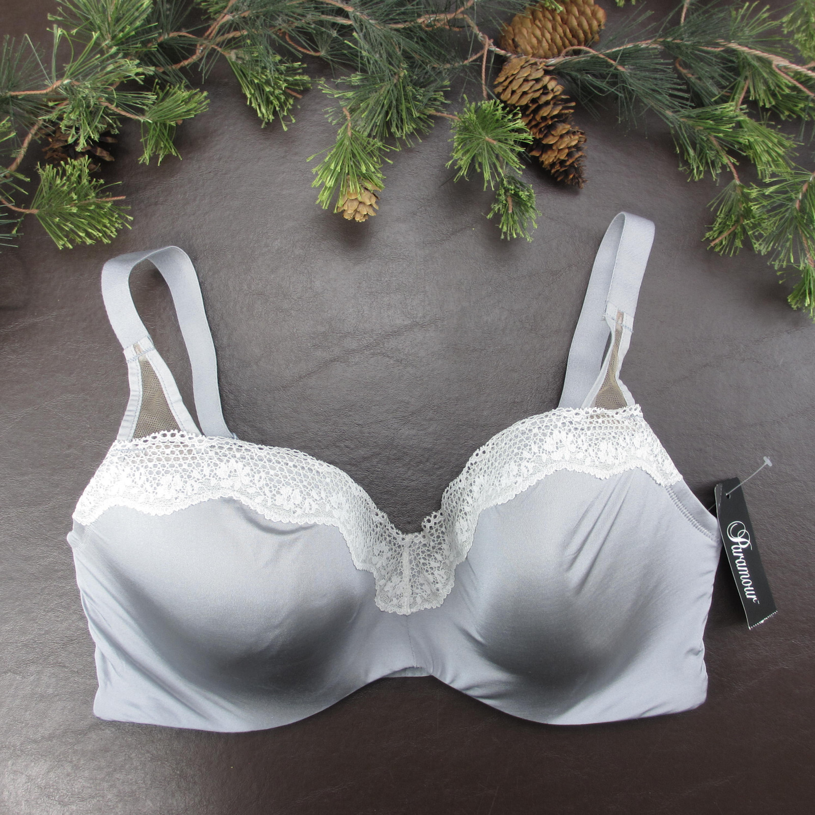 Paramour Bra 36DDD Gray Lace Underwire Padded Adjustable Clasp Back New ...