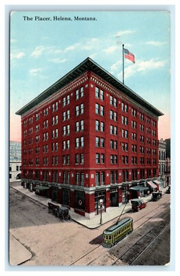 POSTCARD The Placer Hotel Helena Montana Flag Trolley Horse Carriage ...