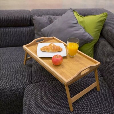 Bamboo Wooden Bed Lap Tray Over Bed Breakfast Laptop Tray Folding Legs ...