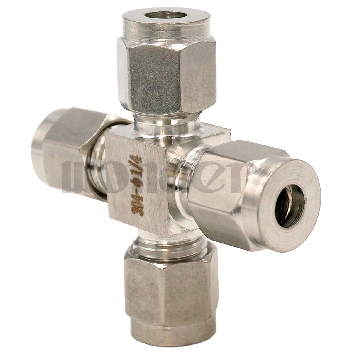 Fit 1/4" Tube 304 Stainless Steel Cross 4 Way Compression Fitting ...