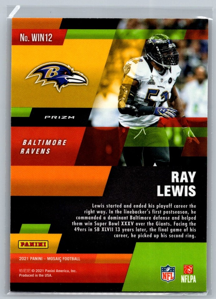 2021 Panini Mosaic Ray Lewis #WIN12 In It to Win It Card | eBay