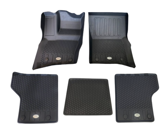 GENUINE FACTORY OEM LAND ROVER BLACK RUBBER FLOOR MATS DEFENDER 90 ...