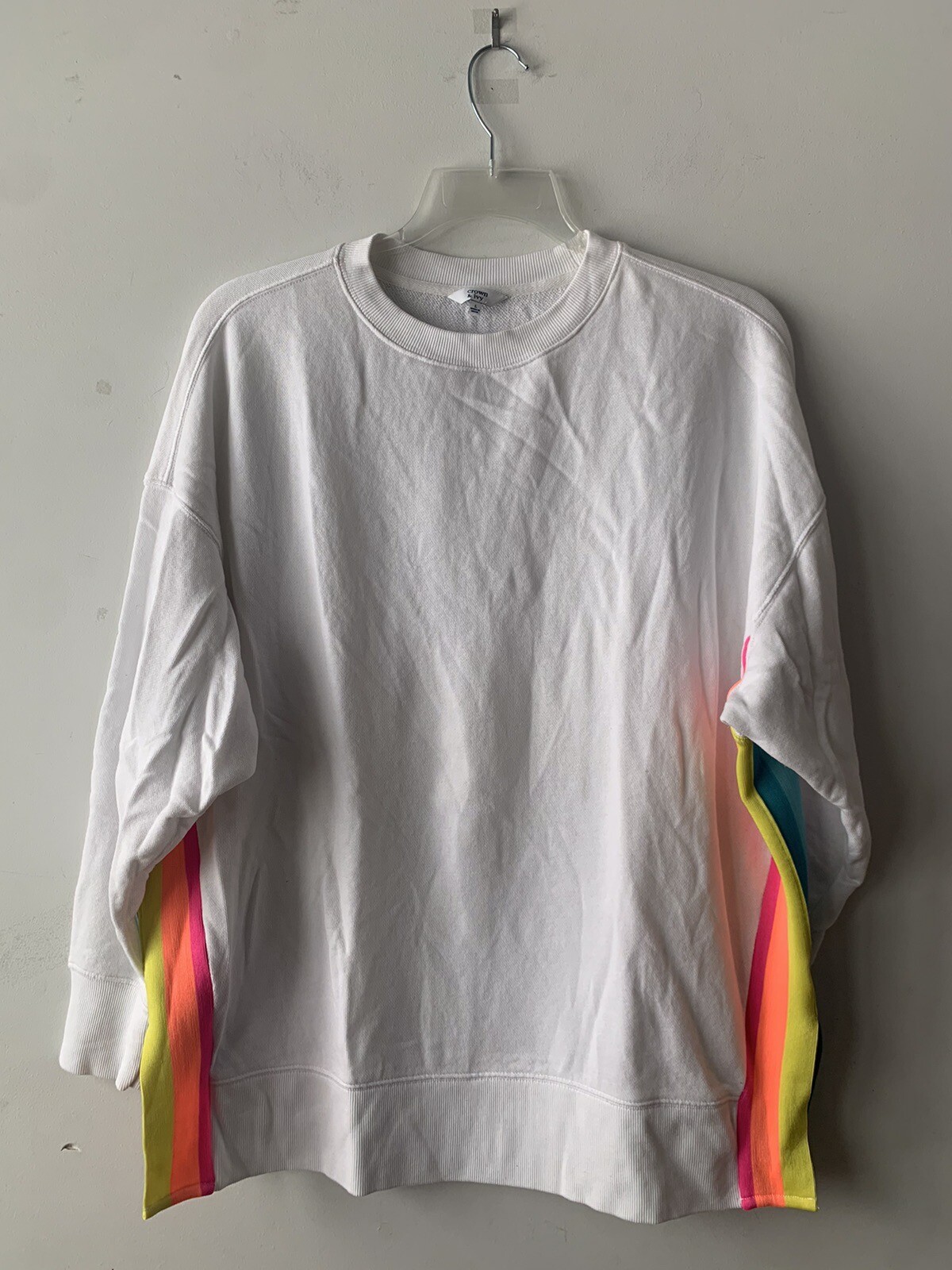 Crown & Ivy Sweatshirt French Terry White Neon Stripe Detail Pride ...