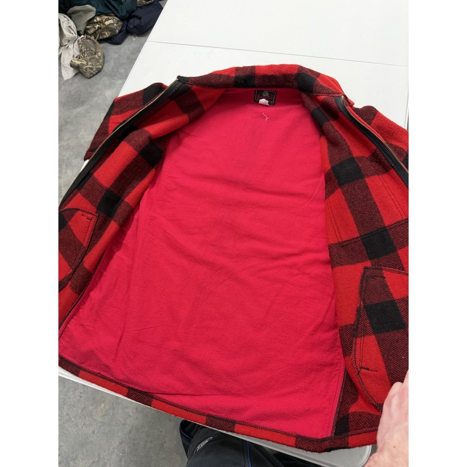 Vintage Johnson Woolen Mills Red Black Buffalo Plaid Wool Cruiser ...