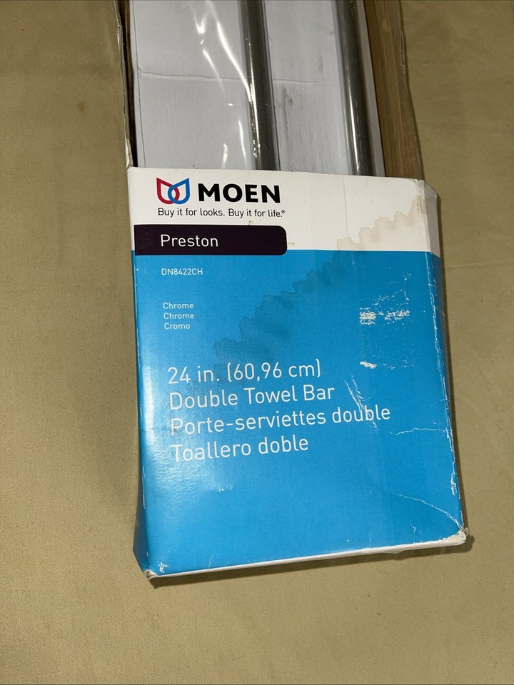 Moen DN8422CH Preston Chrome 24" Double Towel Bar FNOB | eBay