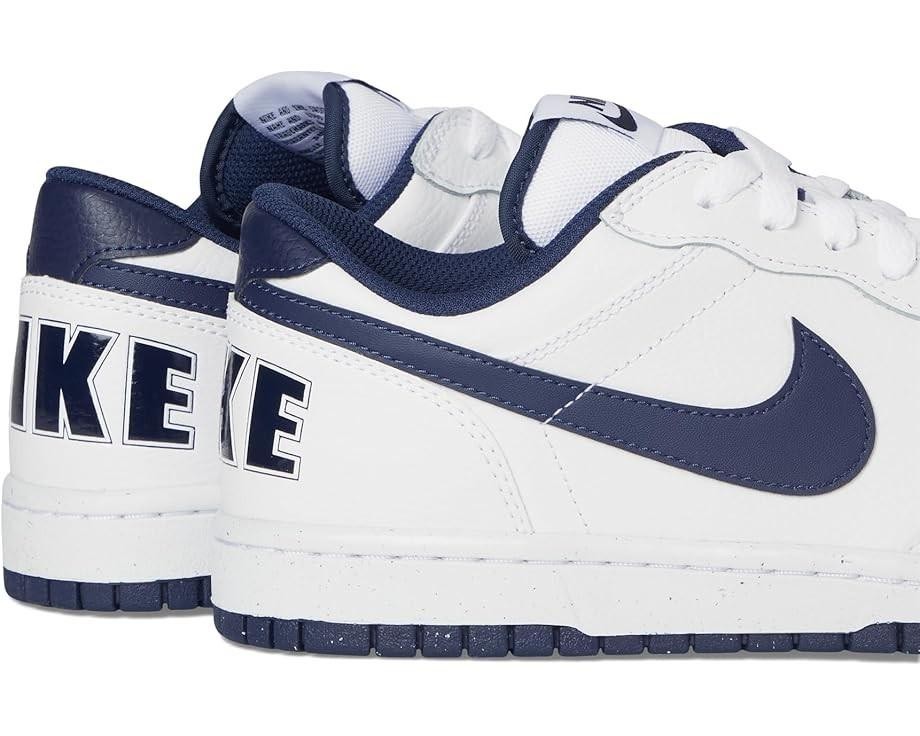 NIB MEN'S NIKE 355152 140 BIG NIKE LOW WHITE/NAVY LEATHER SHOE SNEAKERS ...