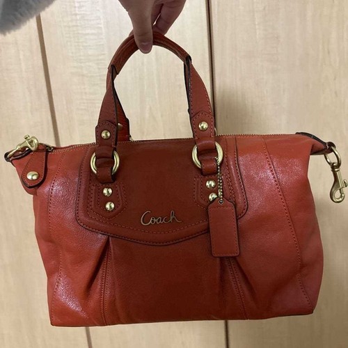 COACH Handbag F19247 Ashley Leather Orange Red Women's Used From Japan ...