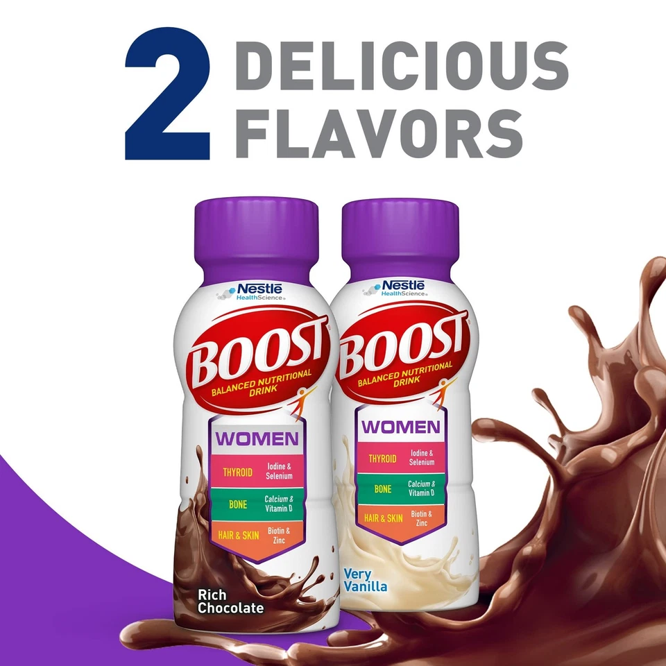 BOOST Women Balanced Nutritional Drink, Rich Chocolate, 8 fl oz (Pack ...