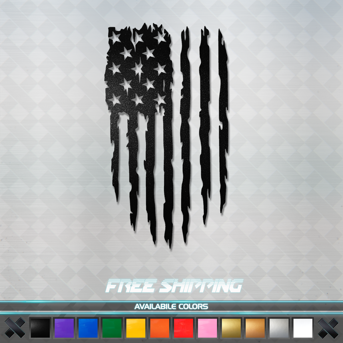 Distressed American Car Distressed American Flag Decal, Vinyl Cut
