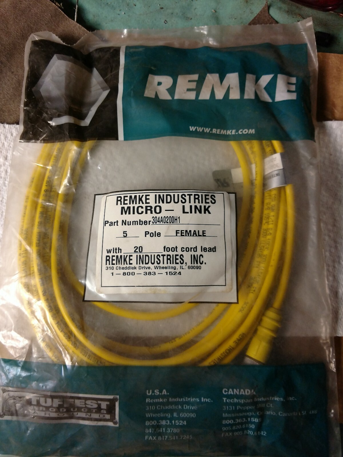 Remke Ind. 304A0200H1 (5) Pole, 20' cord lead Micro Link Cable New lot ...
