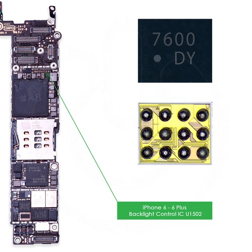 U1502 & U1580 Backlight IC Back Light Control 12 Pin Chip for iPhone 6 ...