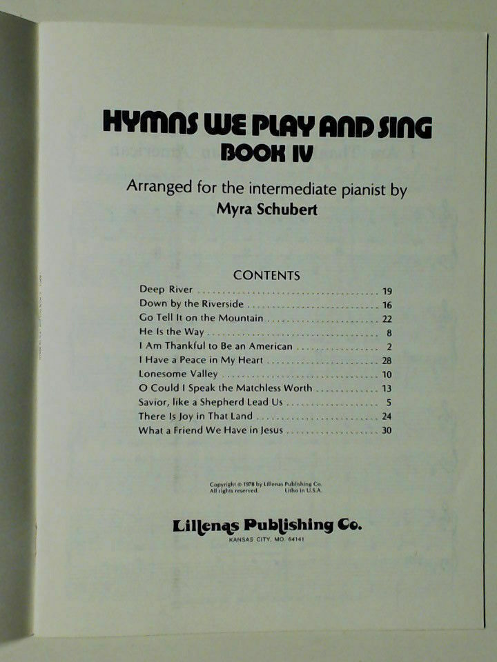 Hymns We Play And Sing Book Four (IV) Intermediate. Myra Schubert. | eBay