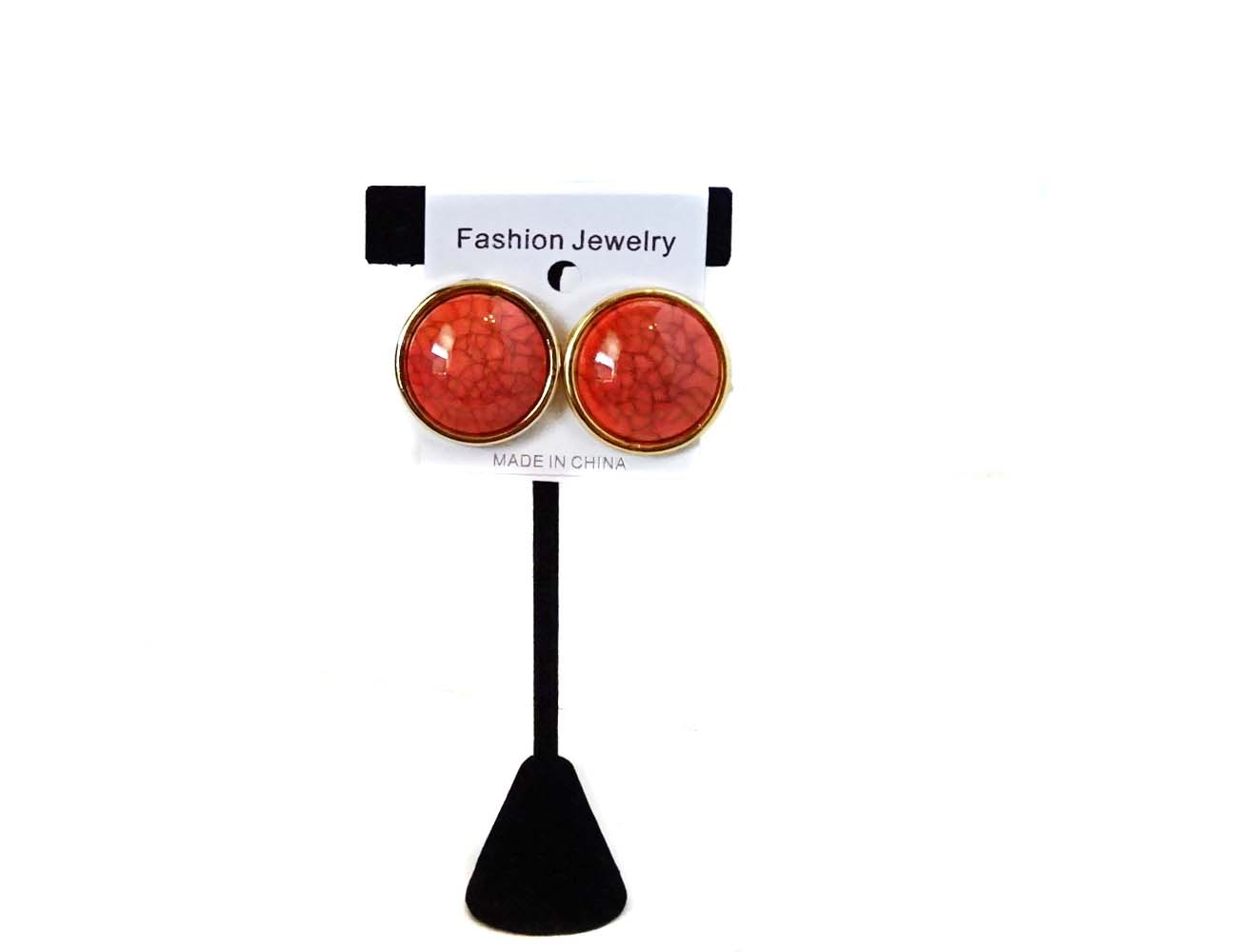 CLIP-ON EARRINGS ROUND EARRINGS ASSORTED COLOR GOLD TONE RIM 1.25 INCH ...