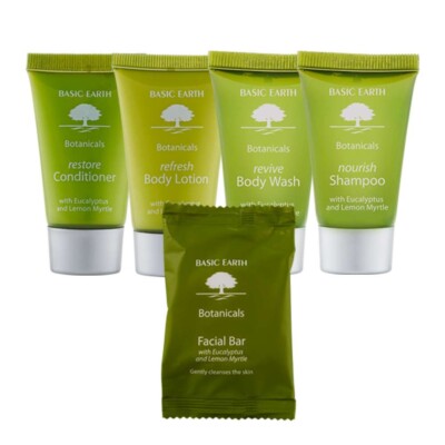 BASIC EARTH, SHAMPOO, CONDITIONER, BODY WASH, LOTION 4 x 15ml & BONUS ...