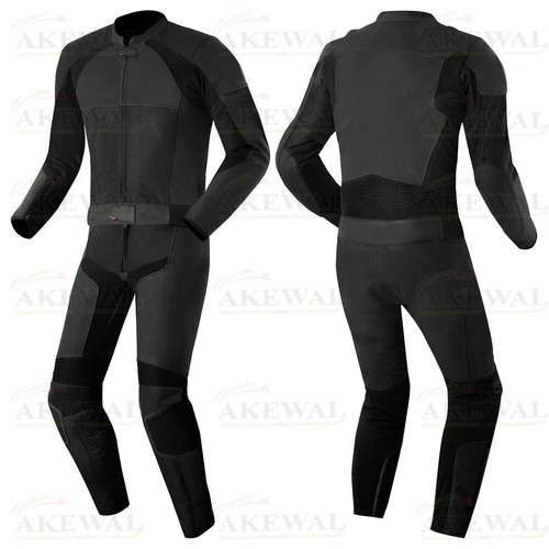 Black Motorcycle Leather Racing Biker Suit Motorbike Riding Suit | eBay
