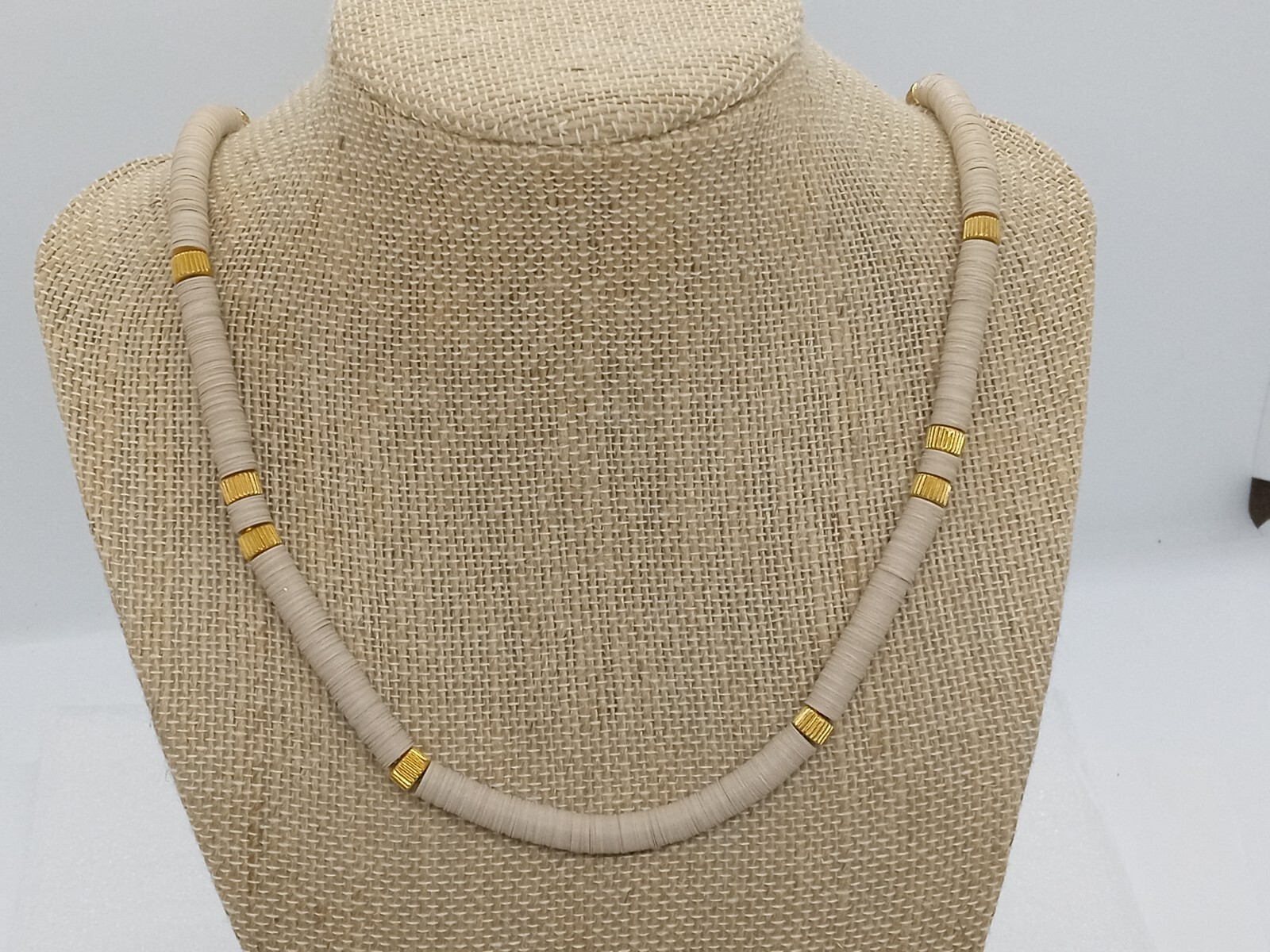 Kenneth Lane Signed Puca Shell Necklace KJL w/ Gold Tone Beads Vintage ...
