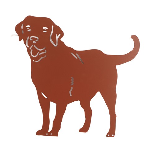 (Rust) Labrador Metal Dog Garden Stake Iron Yard Sculpture Stable And ...