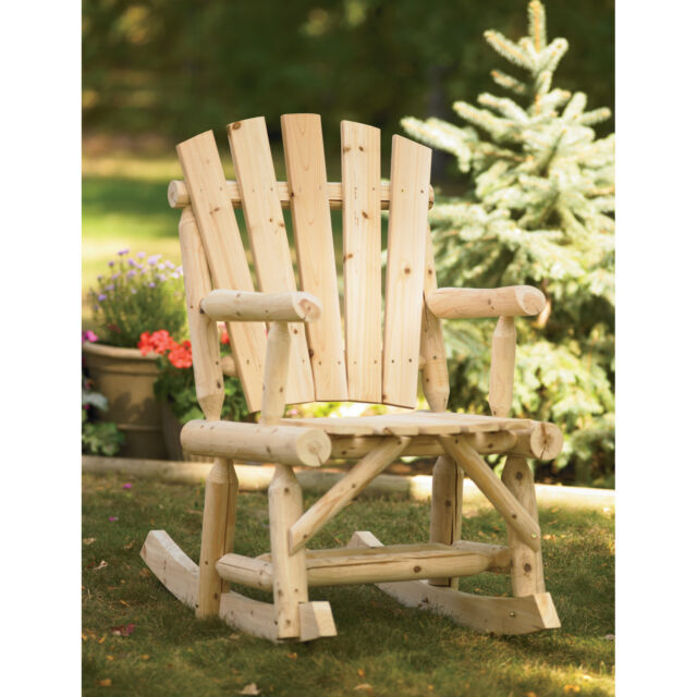 Stonegate 122565 Log Adirondack Rocking Chair - Beige for sale online ...