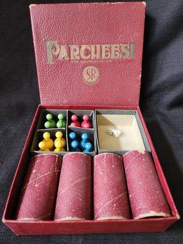 Vintage Old Parcheesi Selchow & Righter S&R Game - 16 Tokens 4 Cups 2 ...