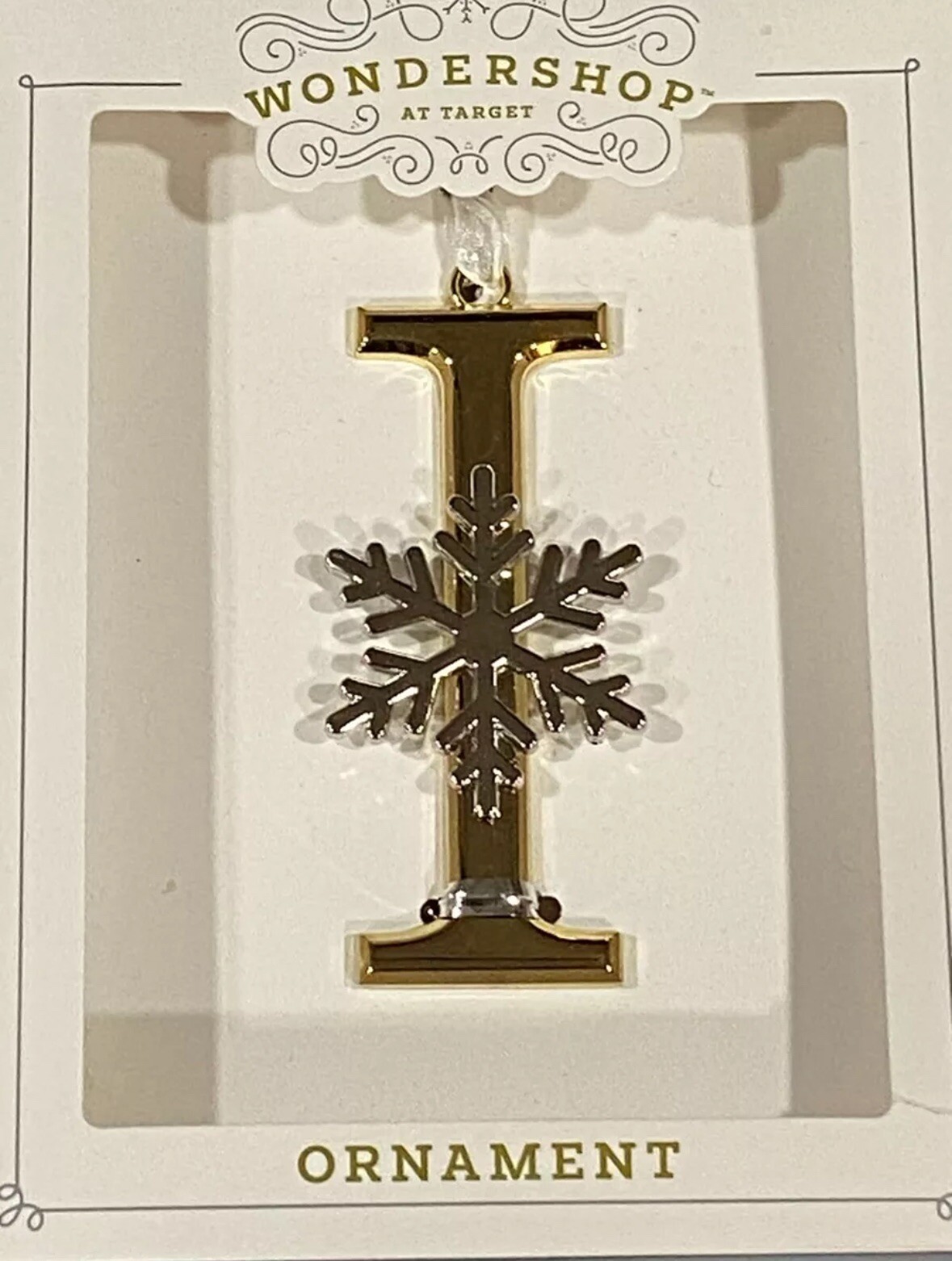 TARGET WONDERSHOP INITIAL LETTER I GOLD METAL ORNAMENT WITH SNOWFLAKE ...