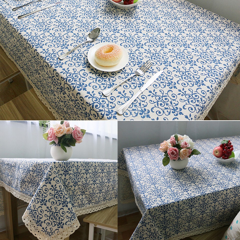 Table Cloth Square Rectangle Tablecloth Lace Edge Dining Cover Deco ...