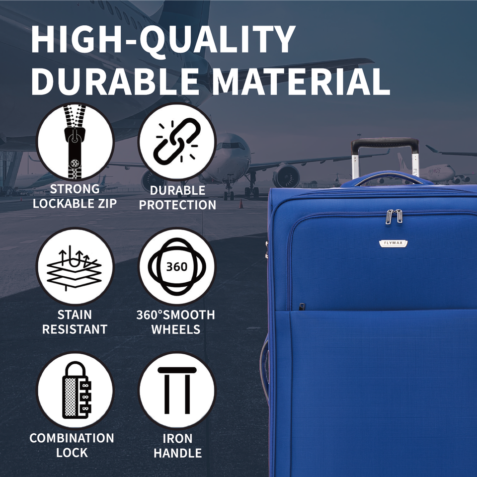 4 Wheel Suitcase Large XL Medium Cabin Expandable Lightweight Soft ...