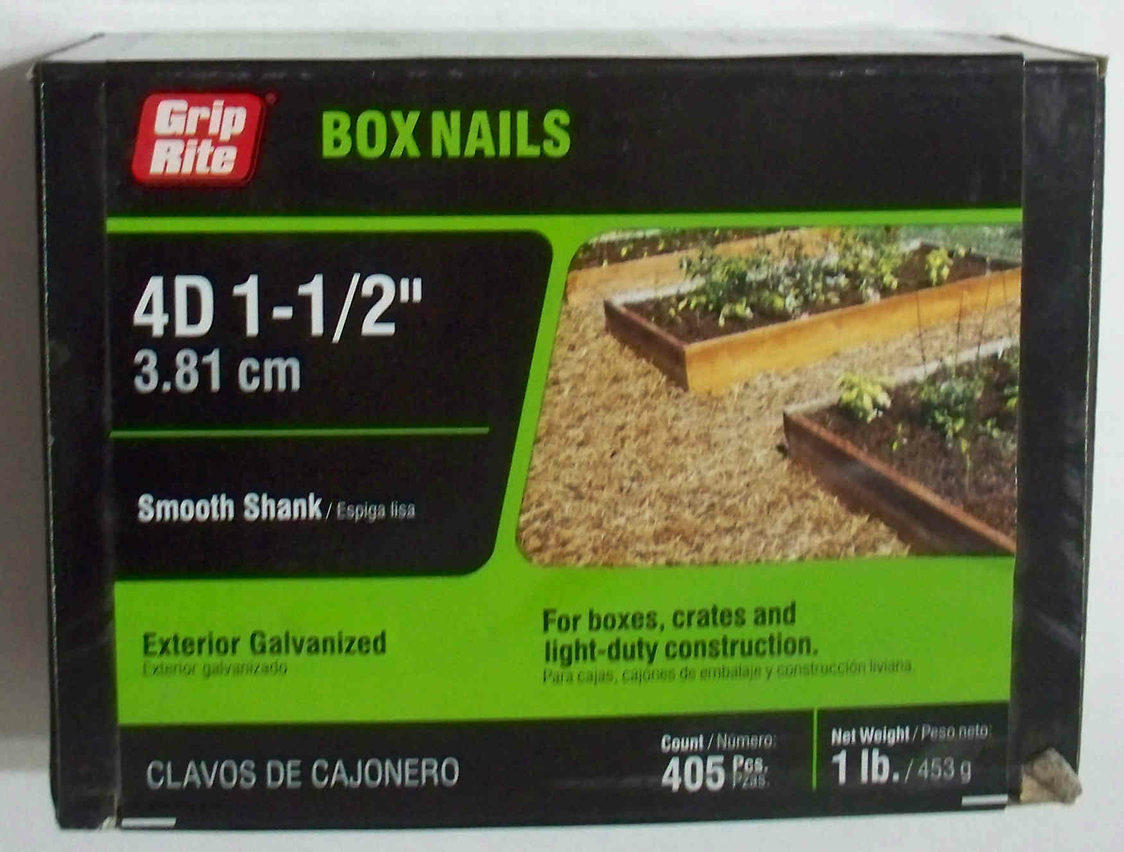 Grip-Rite Nails 1 lb 4D 1-1/2" Exterior Galvanized Smooth Shank- Box ...