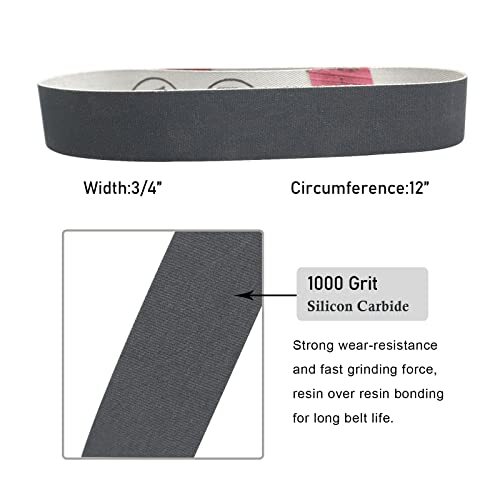 3/4 x 12 inch Knife Sharpening Belts 24 Pack 1000 Grit Replacement ...