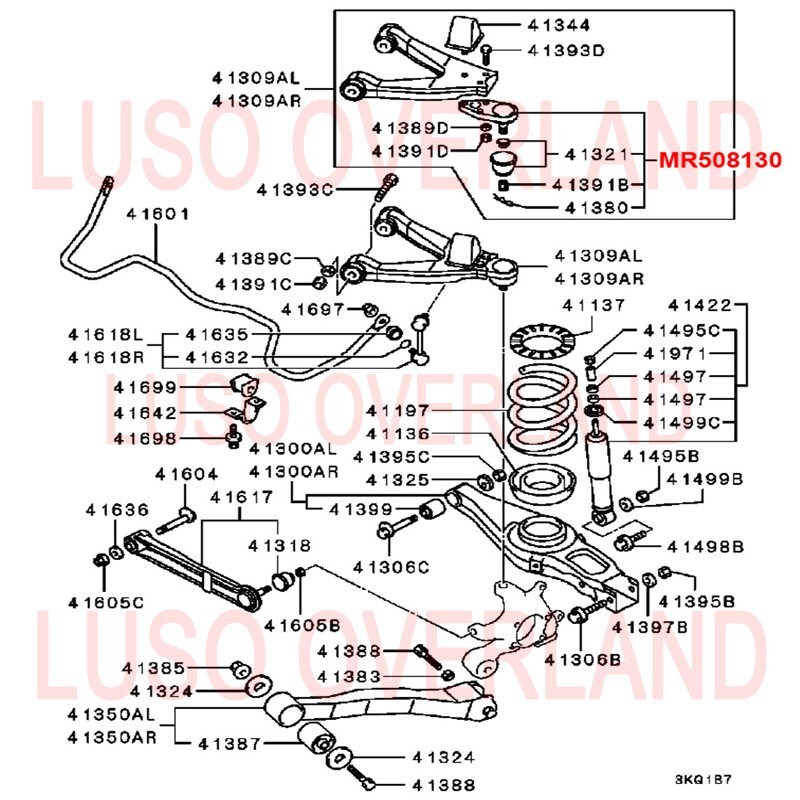 2001-2006 Mitsubishi MONTERO Gen 3 Ball Joint Rear Upper MR508130 ...
