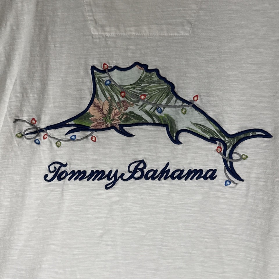 Tommy Bahama Island Zone Shirt Mens XL White Long Sleeve Marlin Logo ...