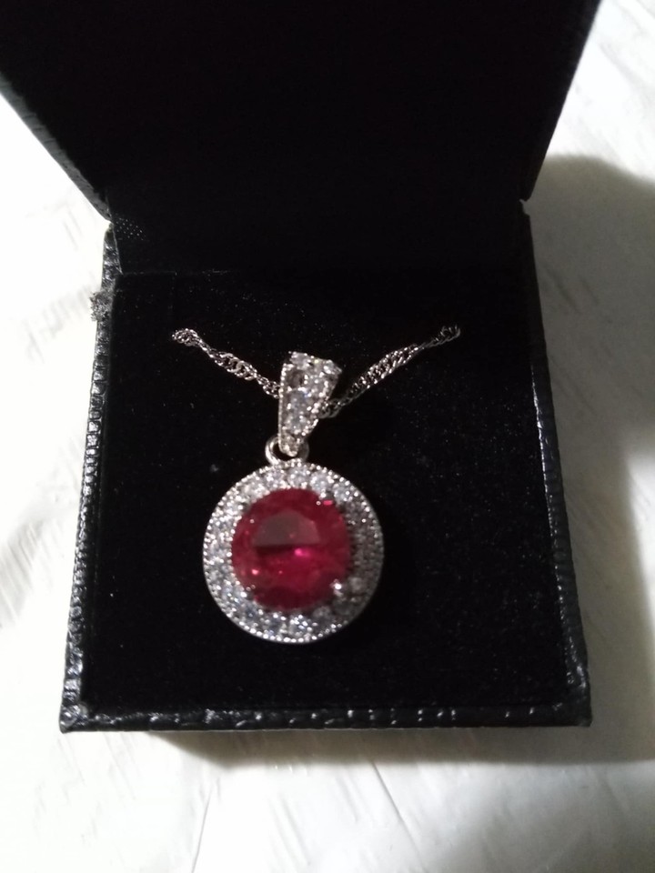 gold coast faux red ruby and simulated diamond necklace july birth ...