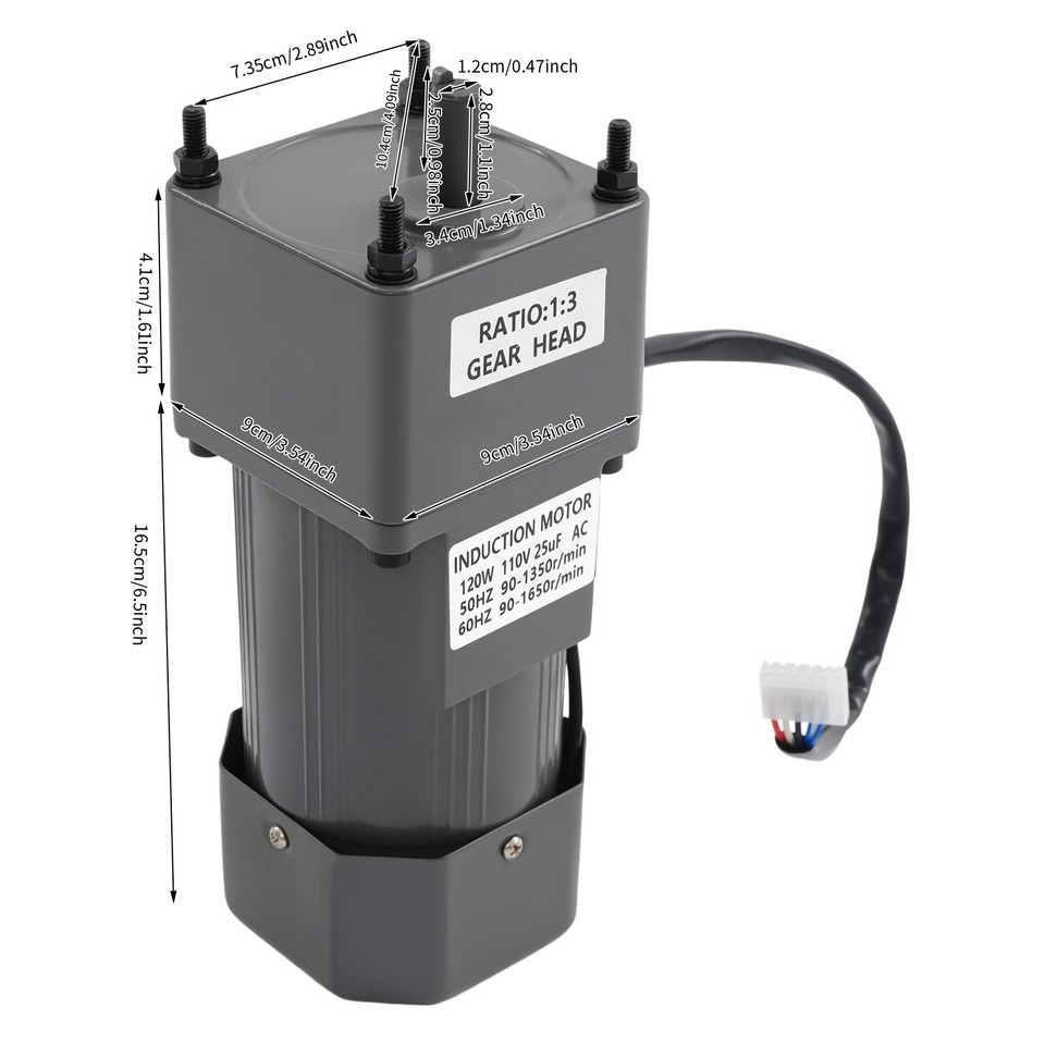 120W 110V Reversible AC Gear Motor Electric Motor Variable Speed ...