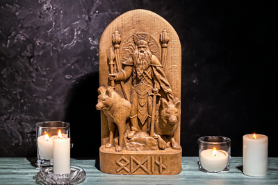 Odin Allfather Wotan Oak Wood Home Altar Idol Deiti Etsy