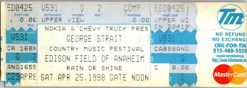 George Strait Country Music Festival Concert Full Ticket Stub Anaheim 4 ...