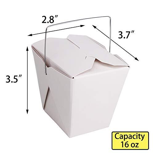 50 Pack 16 Oz 1 Pint Chinese Take Out Food Boxes With Metal Wire Handle ...
