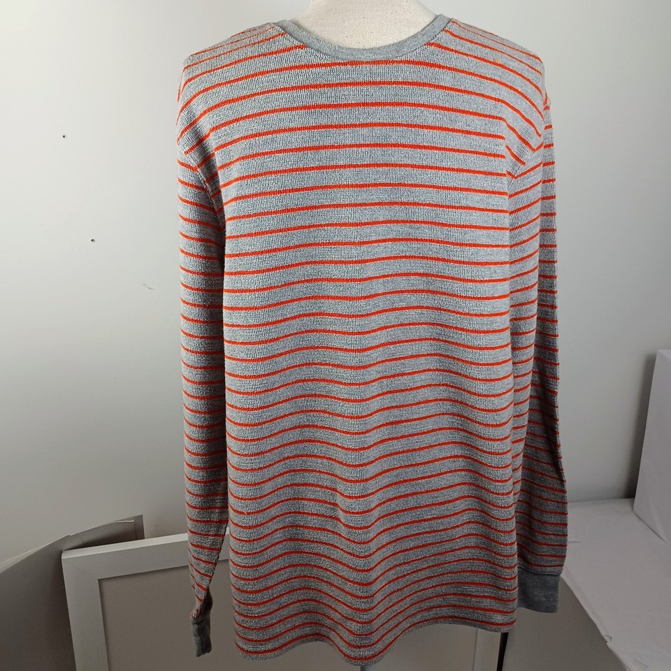 Goodfellow & Co Thermal Sweater XL Gray & Orange Stripe -Long Sleeve ...