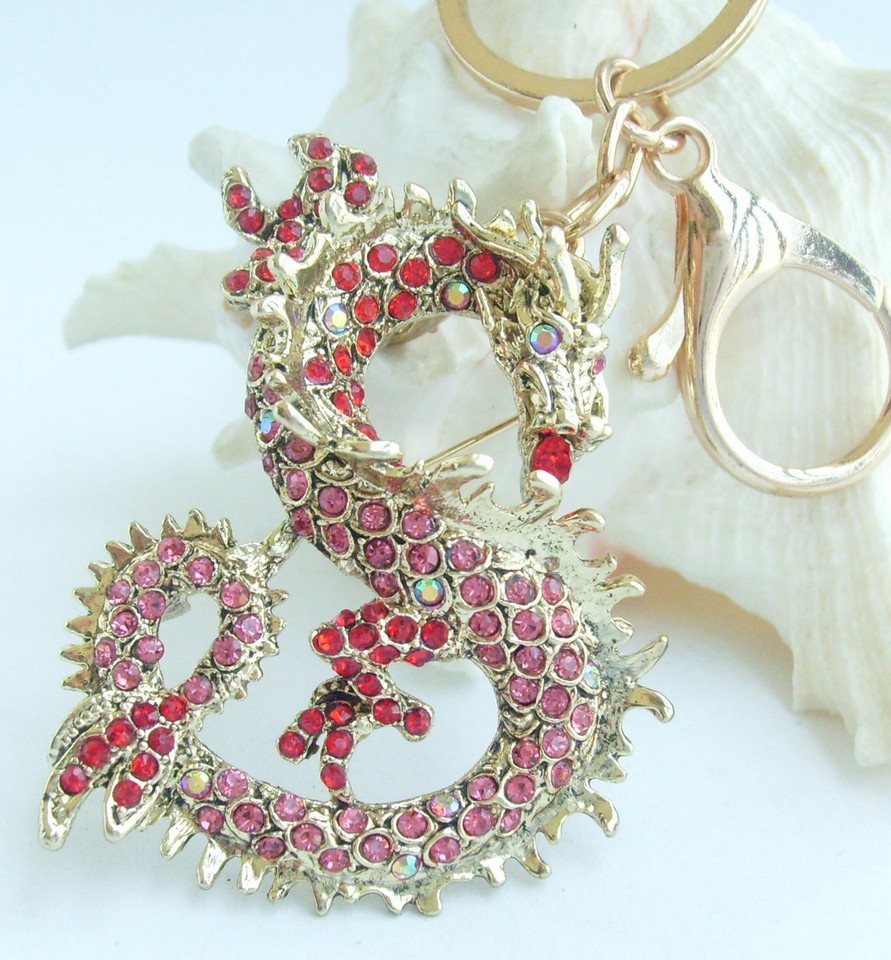 Unique Animal Dragon Keychain Austrian Crystal Pendant Art Decoration ...
