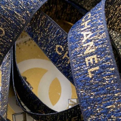 CHANEL Ribbon Authentic Navy Blue & Gold Woven Ribbon 60 Inches | eBay