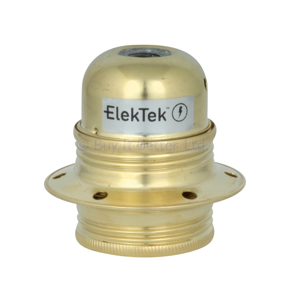 ElekTek E27 ES Lamp Holder 10mm Entry Edison with Shade Rings and Cord ...