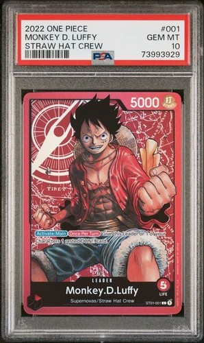 Monkey.D.Luffy - ST01-001 - Leader - Pre-Errata - One Piece TCG PSA 10 ...