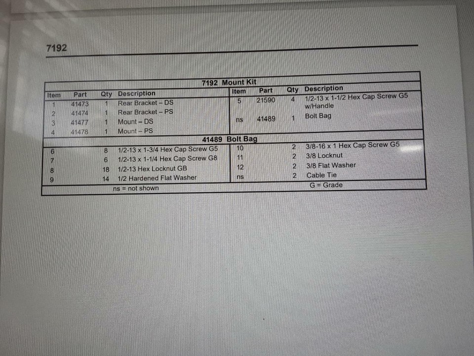 2011-2019 Chevy/GM 2500 3500 Fisher 7192 Snow Plow Mount Bolt Kit 41489 ...