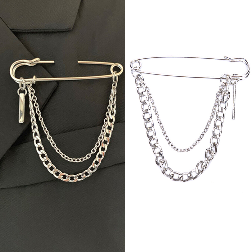 1pc Unisex Classic Chain Pin Brooches Fashion BF Punk Hip Hop Jewelry ...