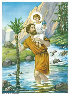 Catholic SATIN Print ST. CHRISTOPHER and Child Jesus 8x10" Ready to ...