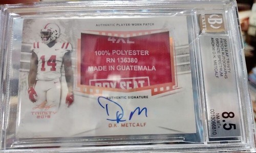 2019 LEAF TRINITY DK METCALF AUTO BGS 10 ROOKIE CARD RC PATCH BGS 8.5 ...