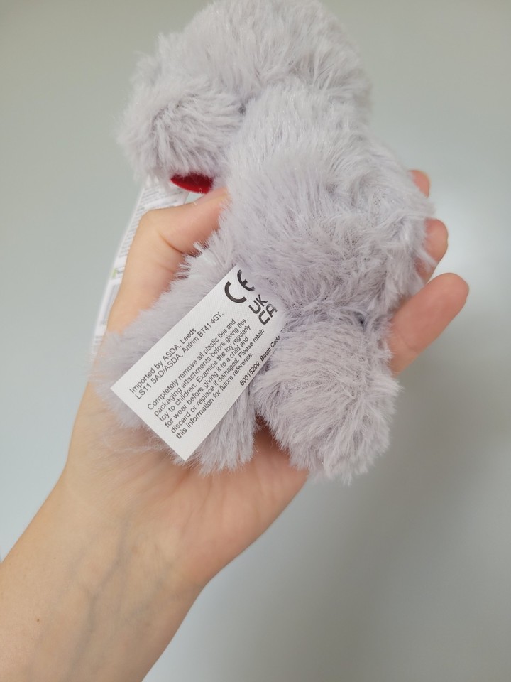 George At Asda Small Grey Teddy Bear Koala Soft Toy Red Bow Little ...
